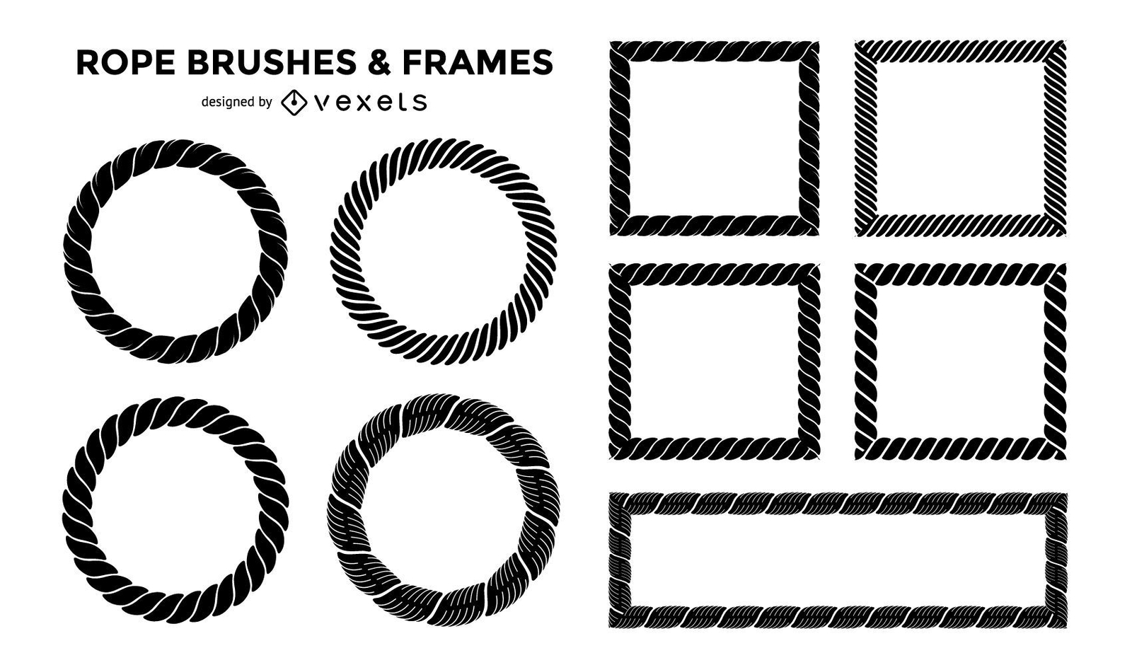 Rope Brushes And Frames Set Vector Download