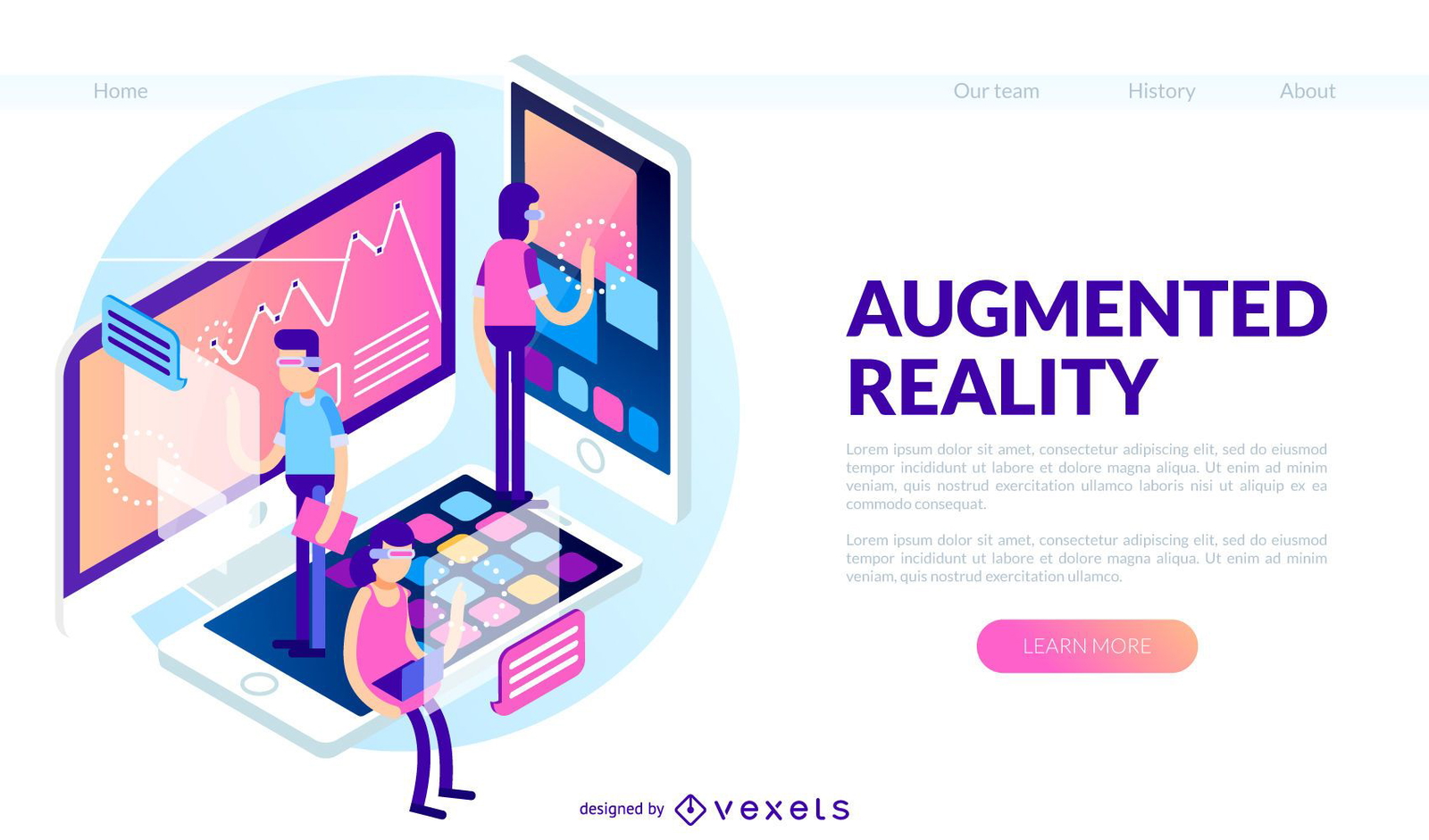 Augmented Reality Landing Page Template Vector Download