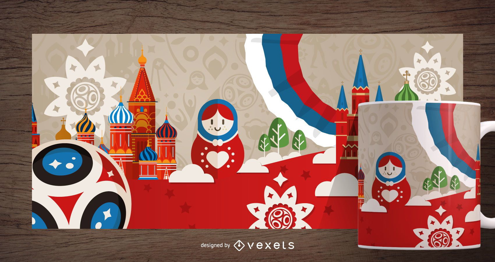 Russia Mug Print Design Vector Download
