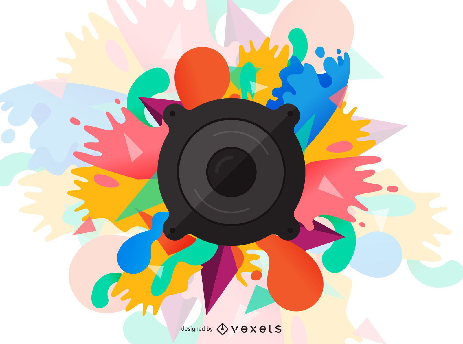 Audio Speaker Paint Splashes Illustration Vector Download