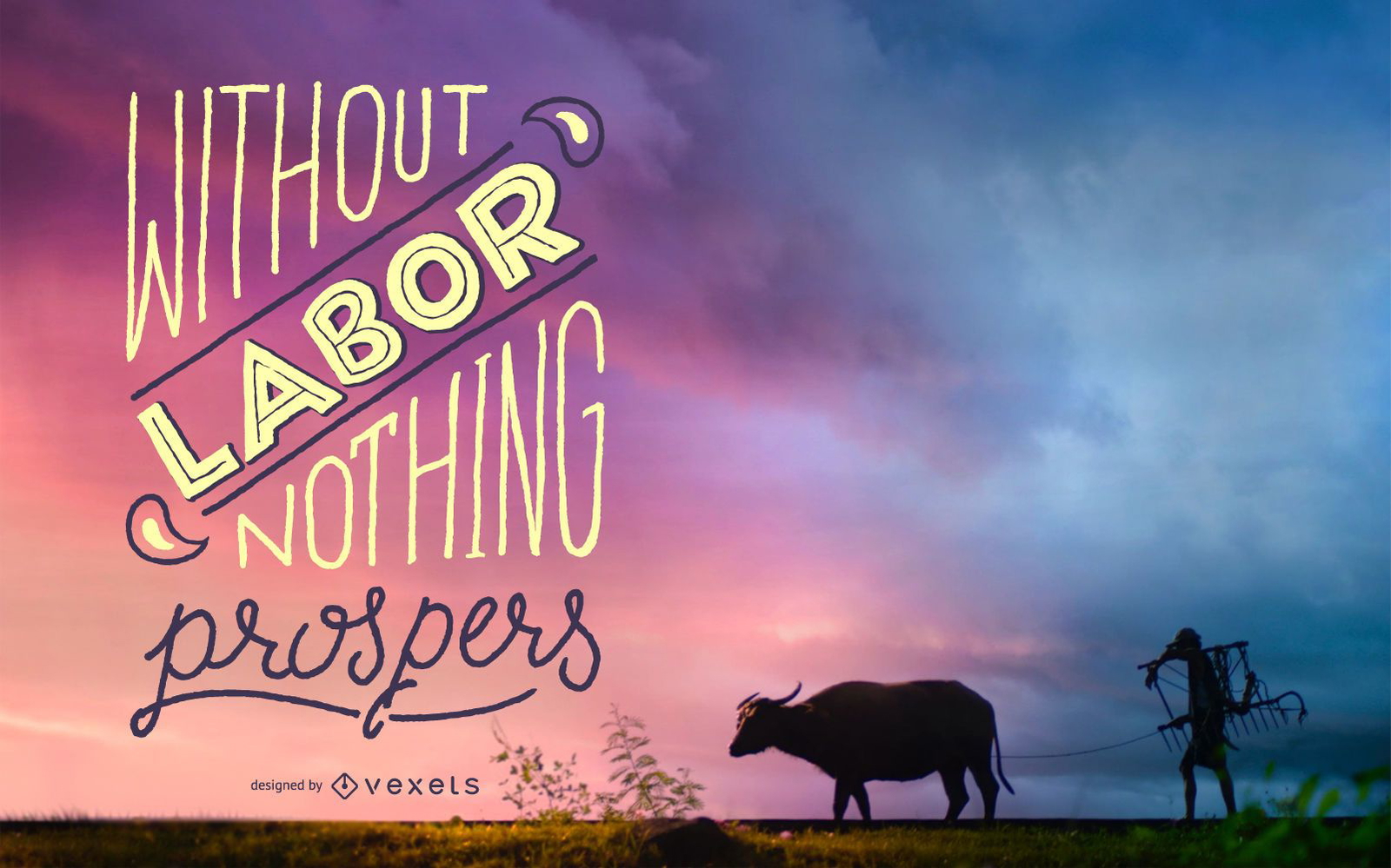 Without Labor Nothing Prospers Badge Vector Download