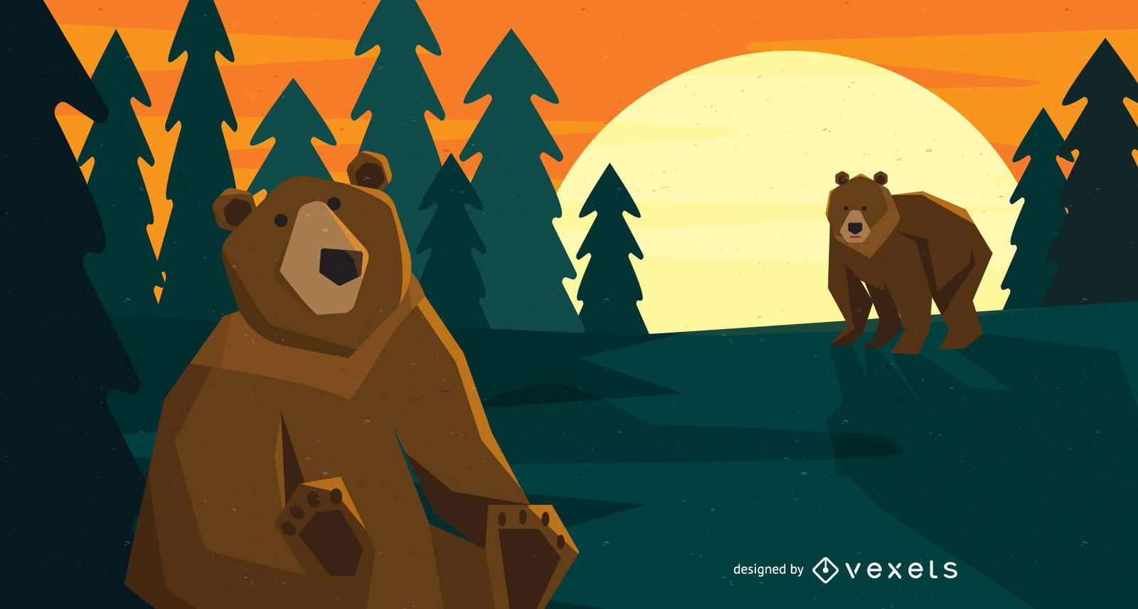 Forest Bears Illustration Vector Download