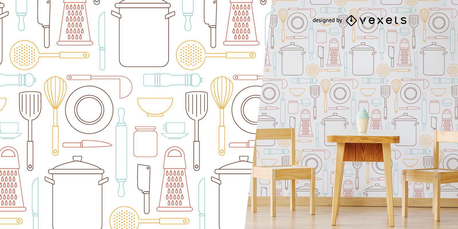 Kitchen Utensils Pattern Vector Download