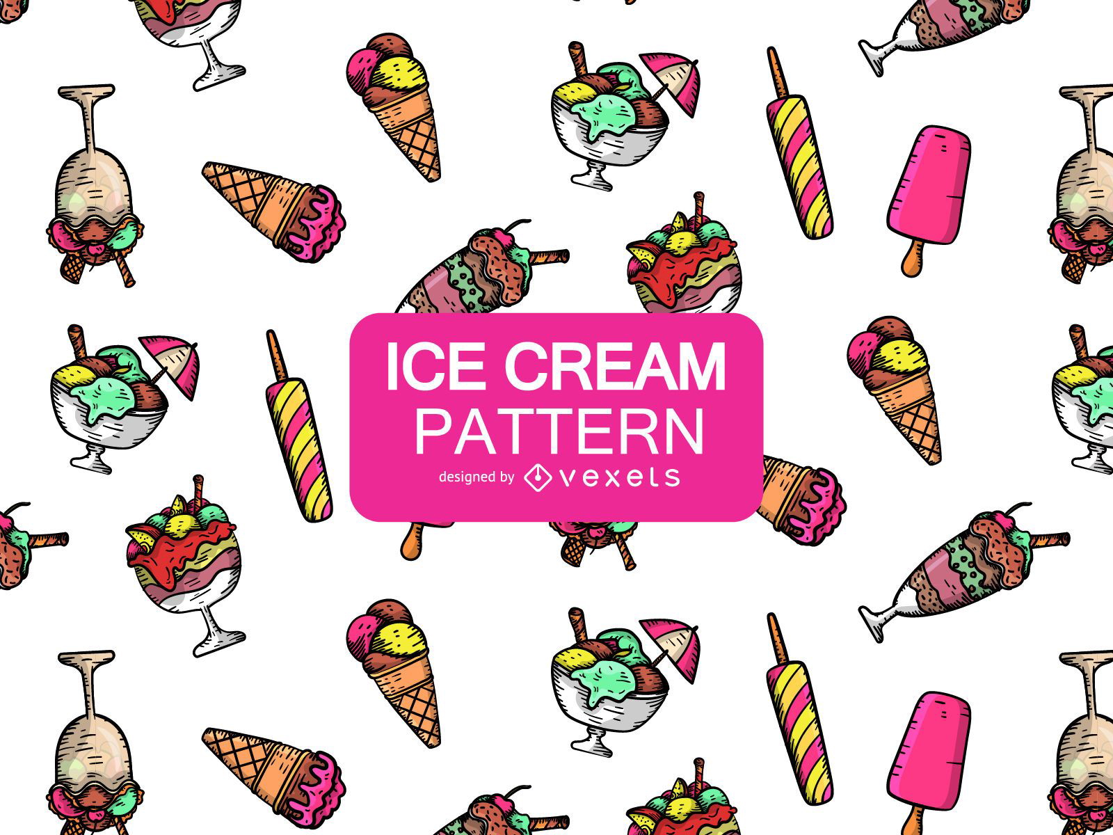 Cartoon Ice Cream Pattern Vector Download