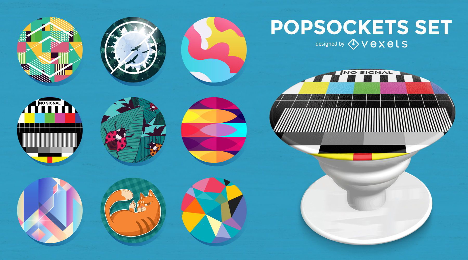 Illustrated Popsockets Set Vector Download