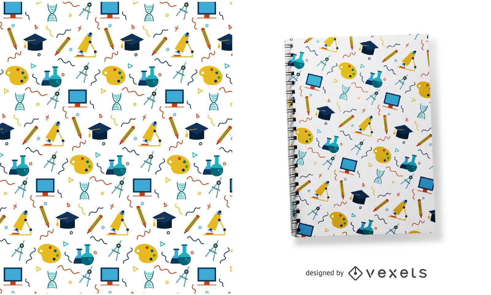 Colorful School Elements Pattern Vector Download