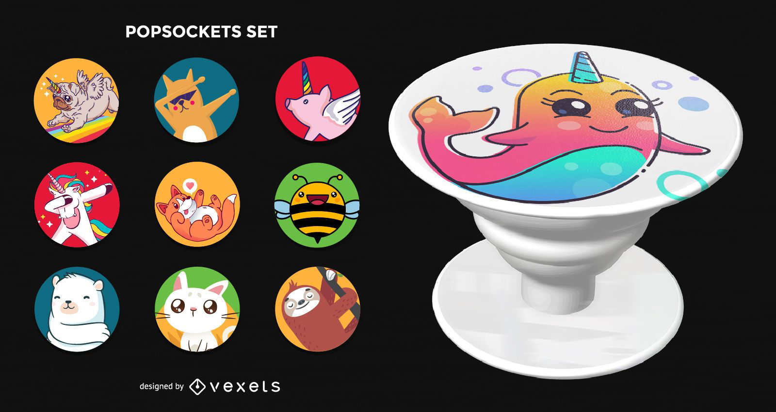 Animal Popsockets Set Vector Download