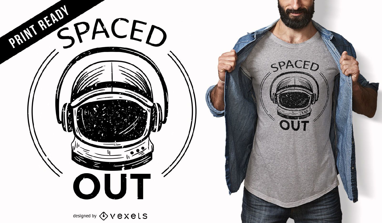 Spaced Out T-shirt Design Vector Download