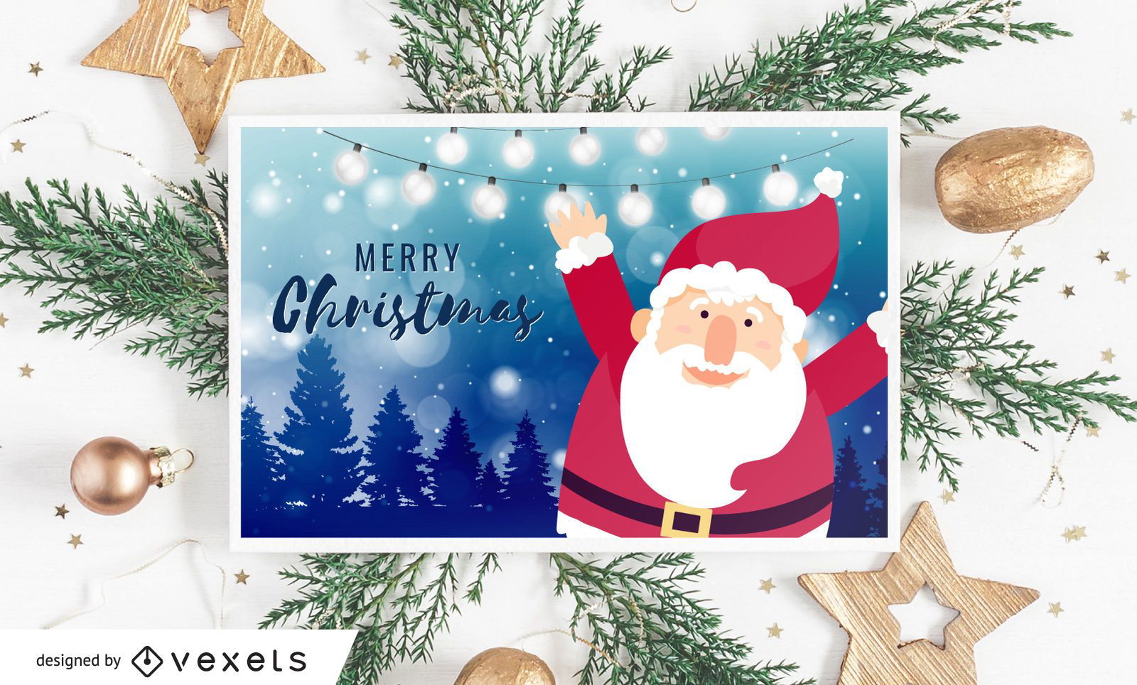 Santa Merry Christmas Card Design Vector Download