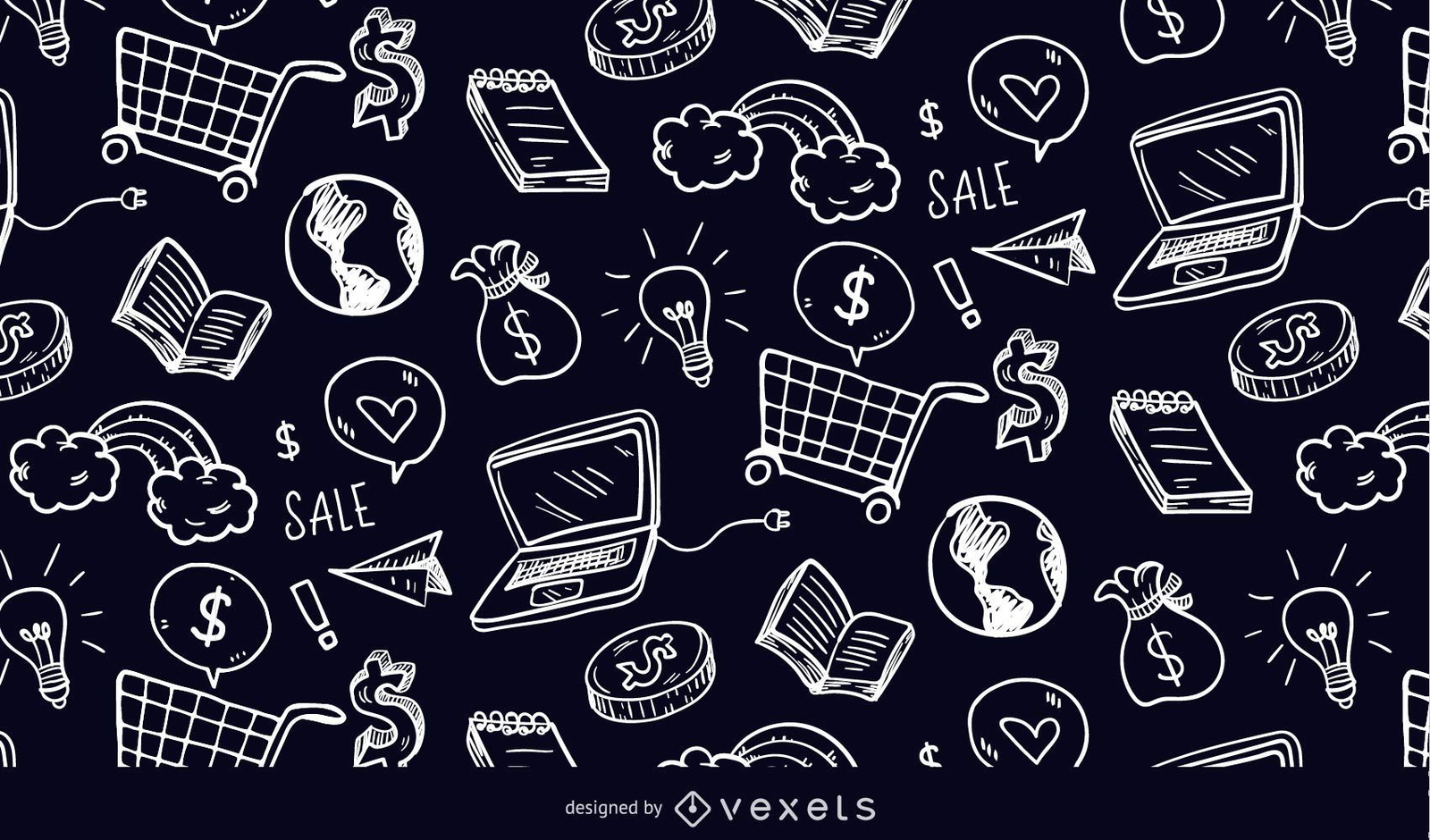 Shopping Elements Doodle Pattern Vector Download