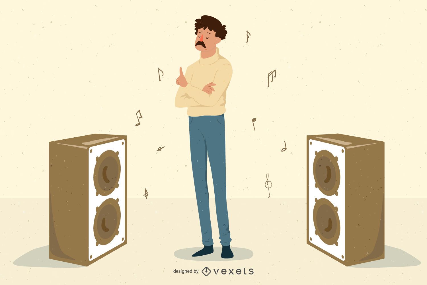 Music Guy With Speakers Vector Download