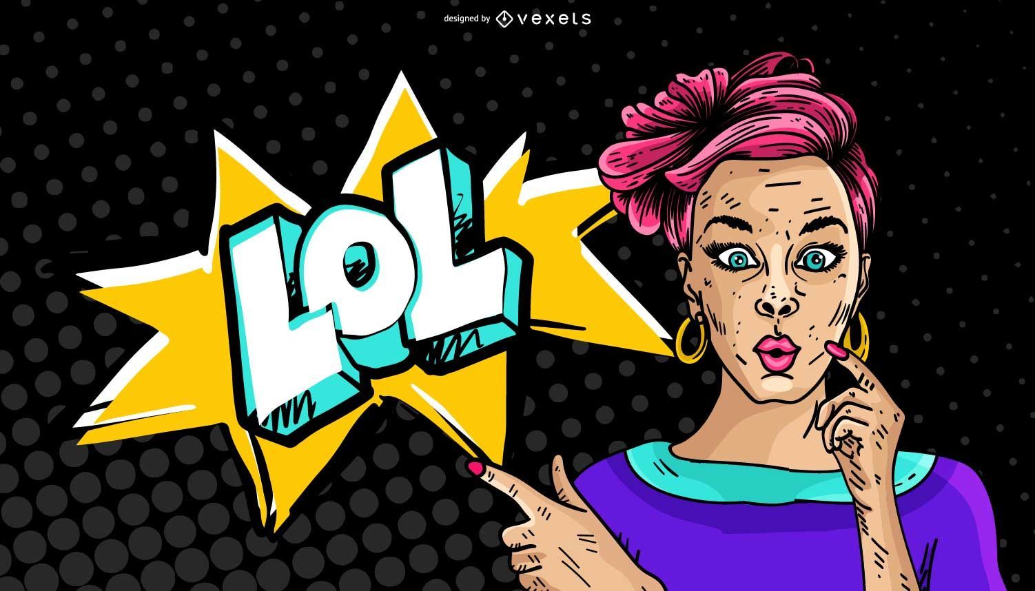 Comic Woman Lol Illustration Vector Download