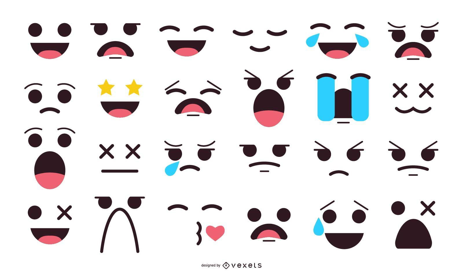 Faces Emoticon Collection Vector Download