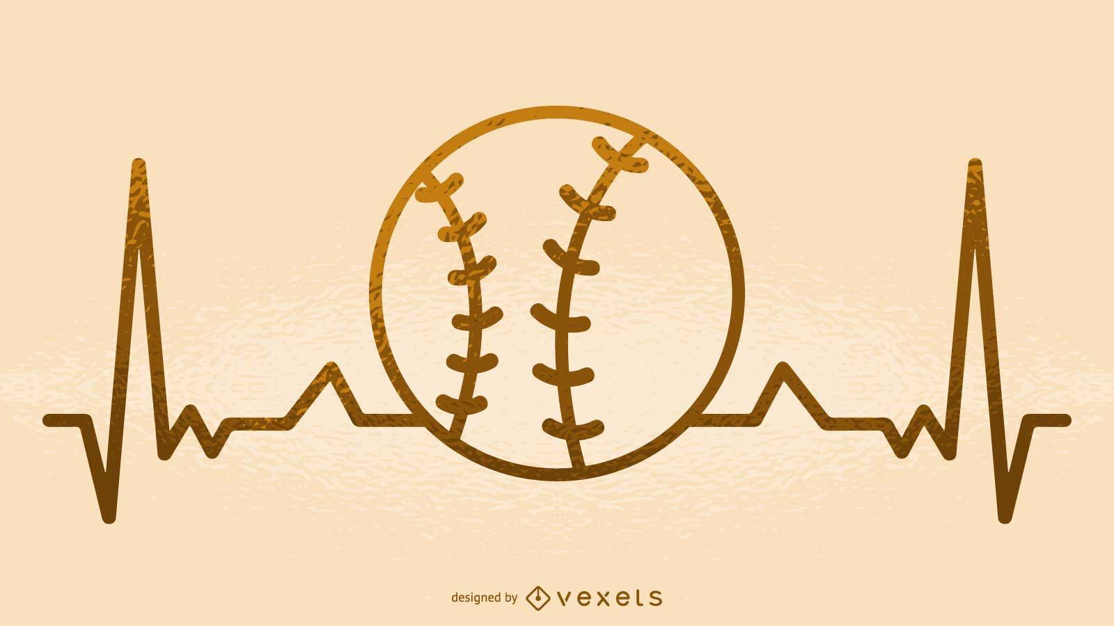 Baseball Heartbeat Illustration Vector Download