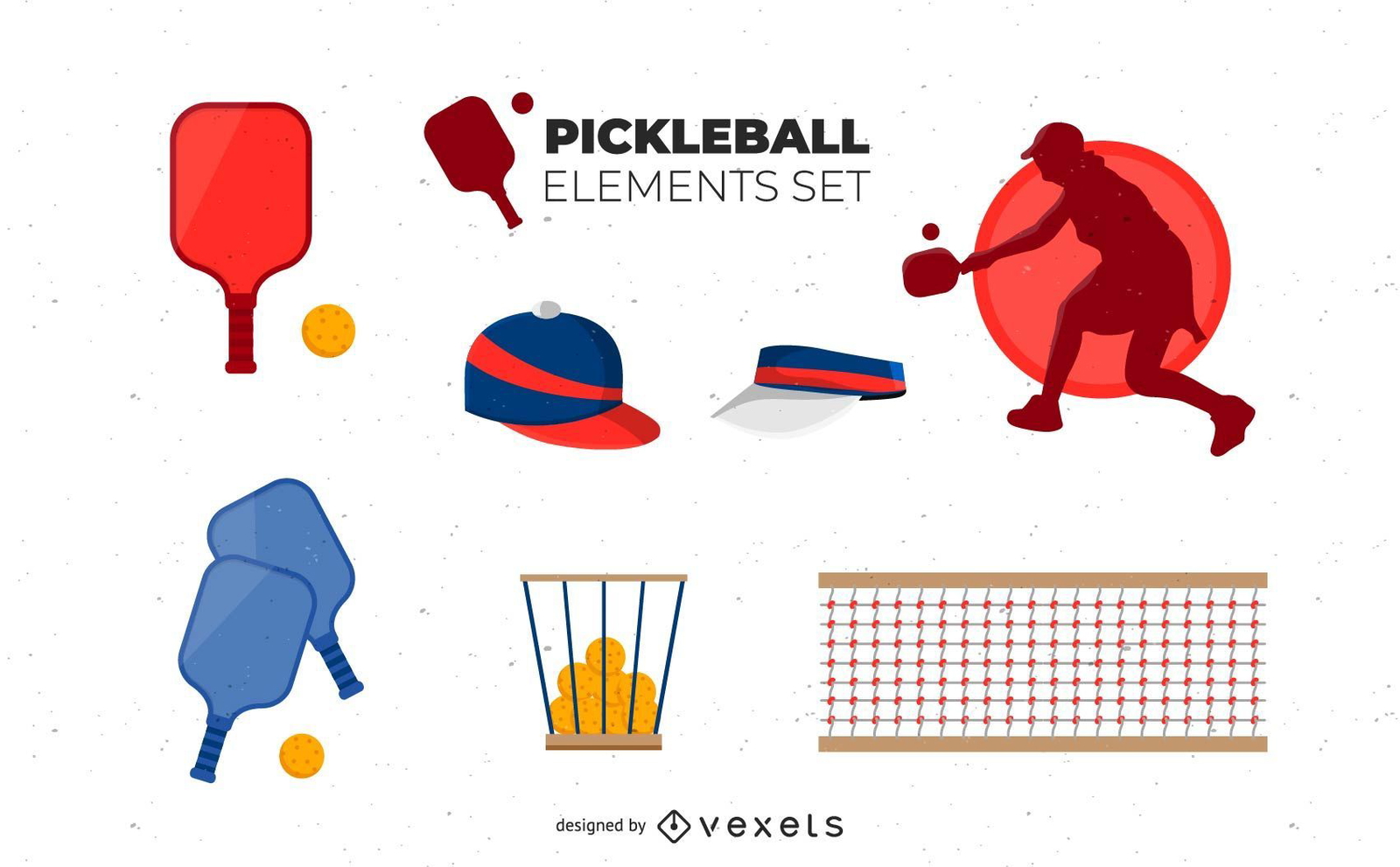 Pickleball Elements Set Vector Download