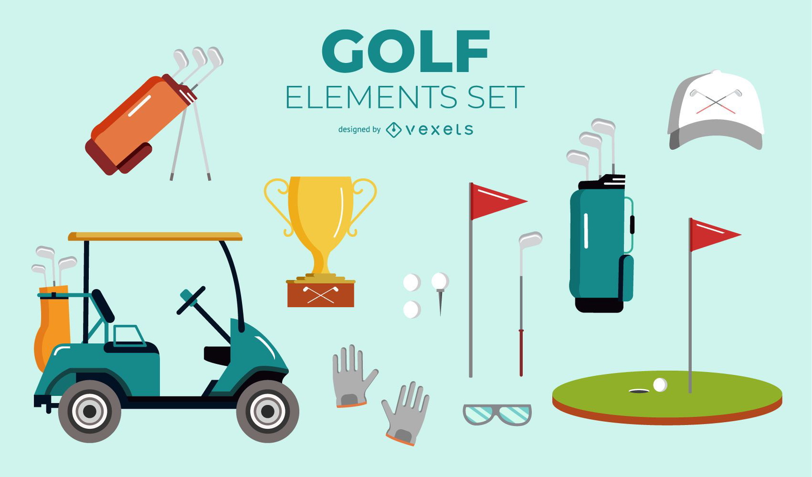Golf Elements Set Vector Download