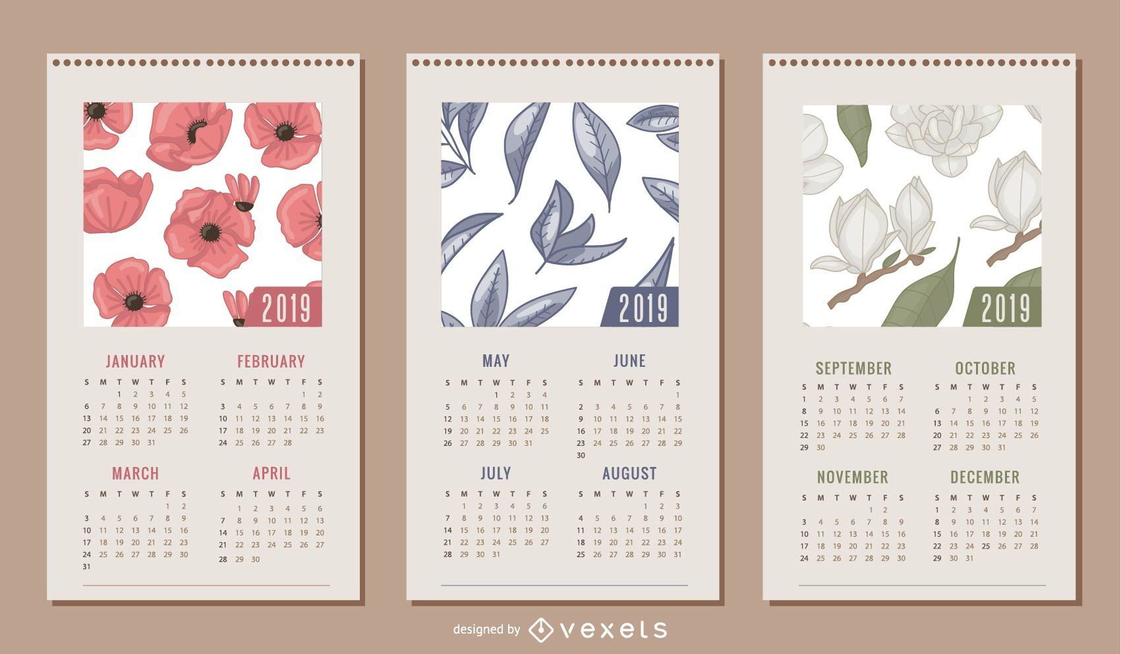 Floral Calendar Design Vector Download