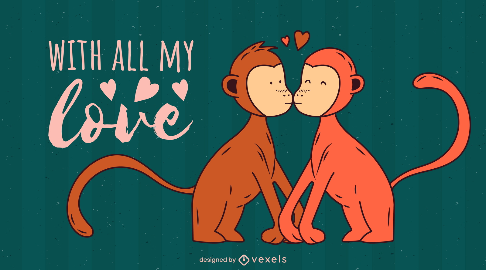 Monkey Couple Illustration Design Vector Download