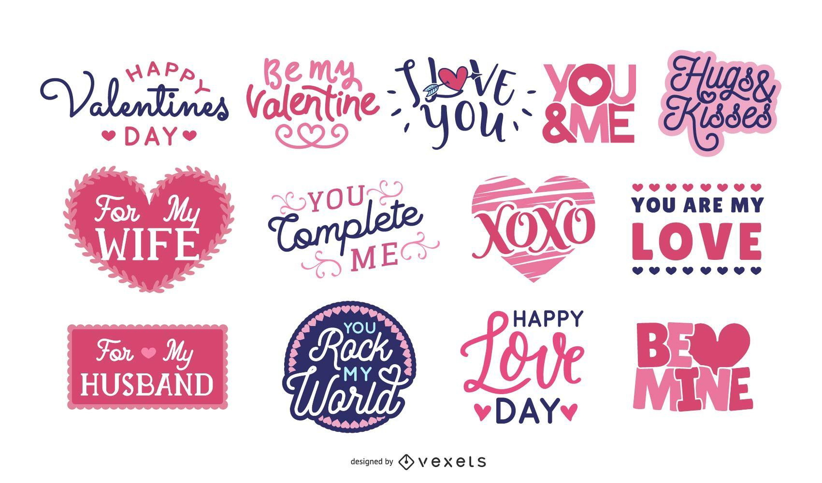 Valentine Lettering Set Vector Download