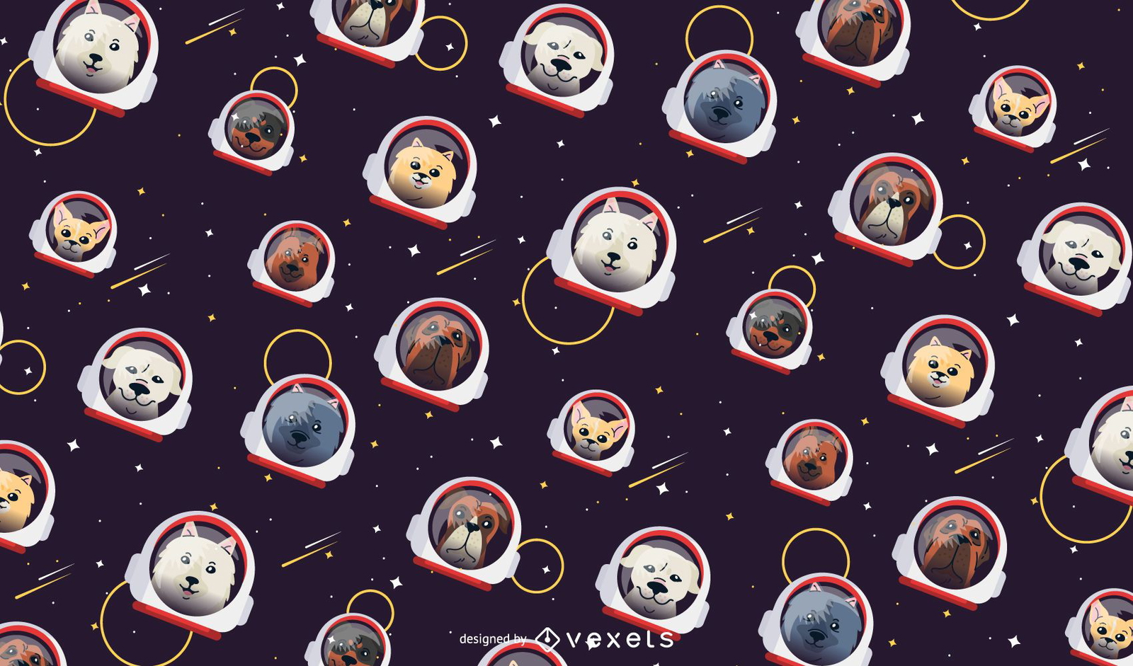 Space Dogs Pattern Design Vector Download