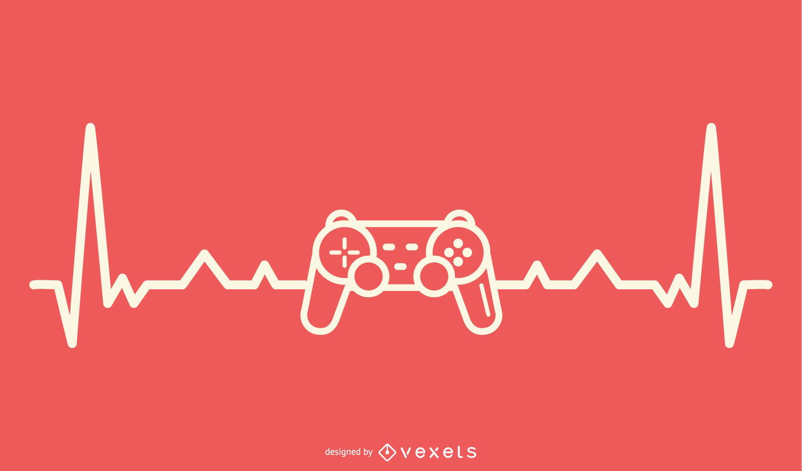 Video Gaming With Heartbeat Line Design Vector Download