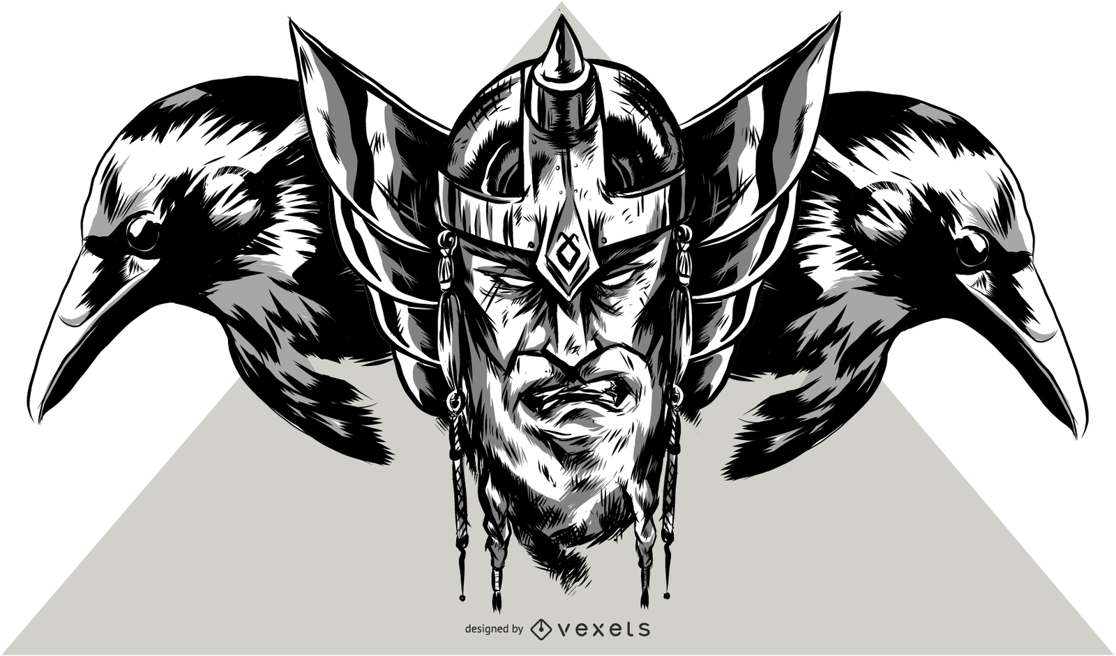 Viking And Raven Illustration Vector Download