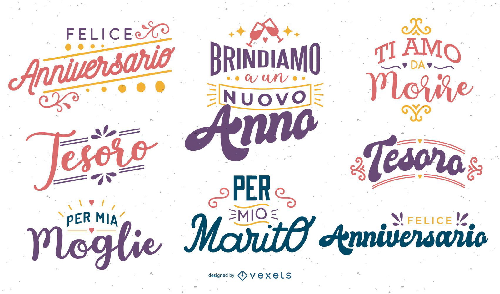 Italian Anniversary Lettering Set Vector Download