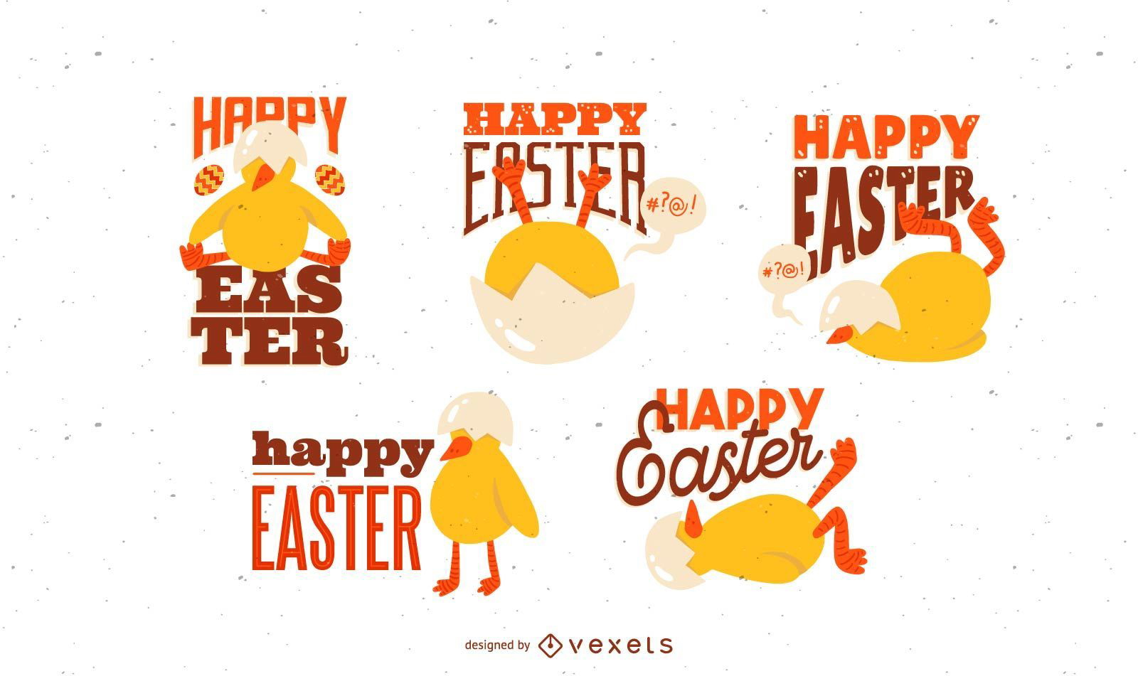 Easter Chick Lettering Design Vector Download
