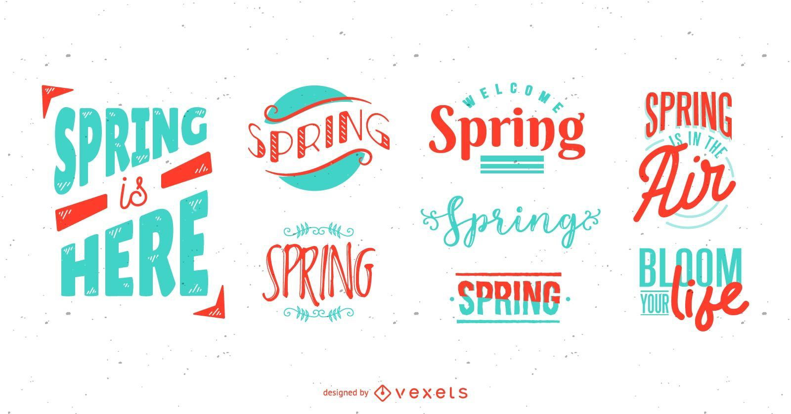 Spring Season Lettering Set Vector Download