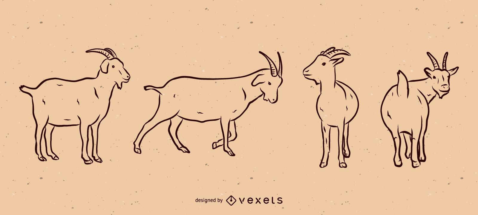 Goat Line Illustration Set Vector Download