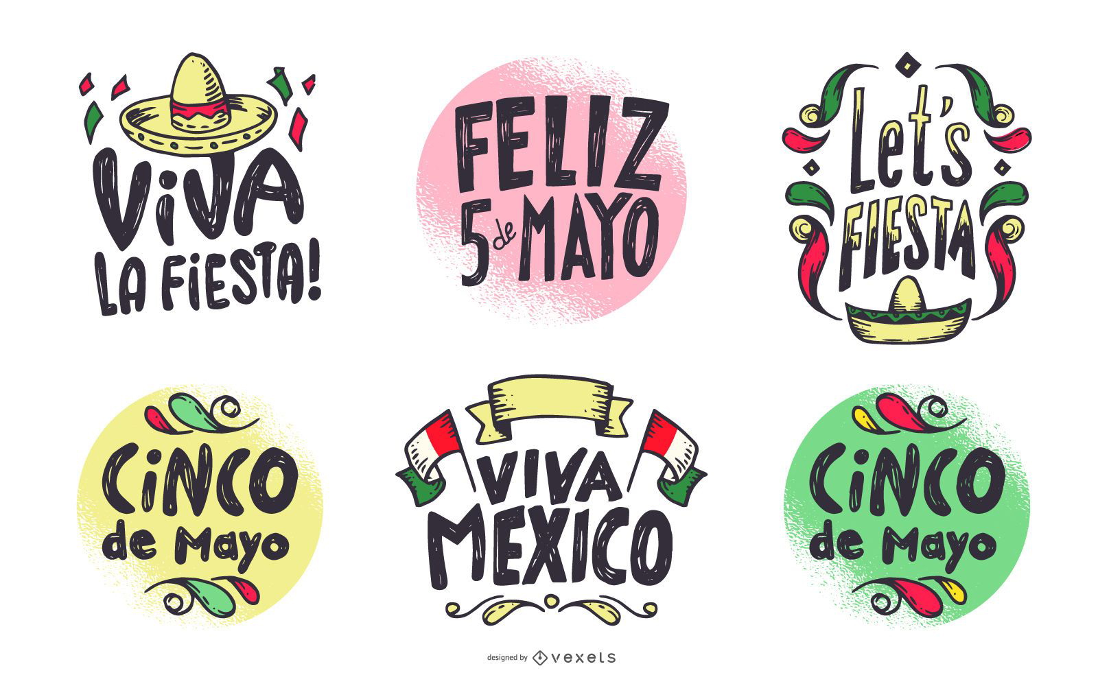 Cinco De Mayo Lettering Set Vector Download
