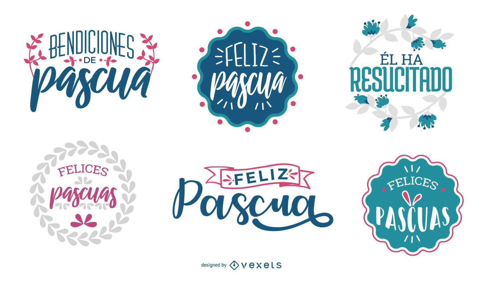 Feliz Pascua Lettering Design Set Vector Download
