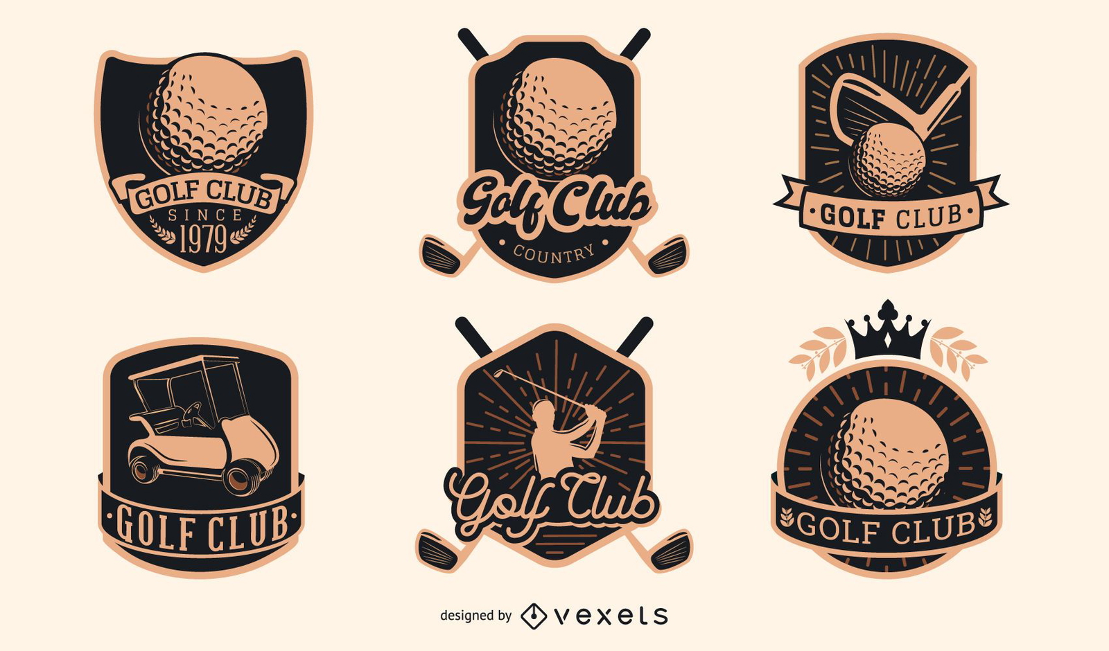 Golf Club Badges Collection Vector Download