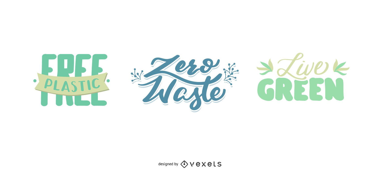 Nature Themed Lettering Set Vector Download