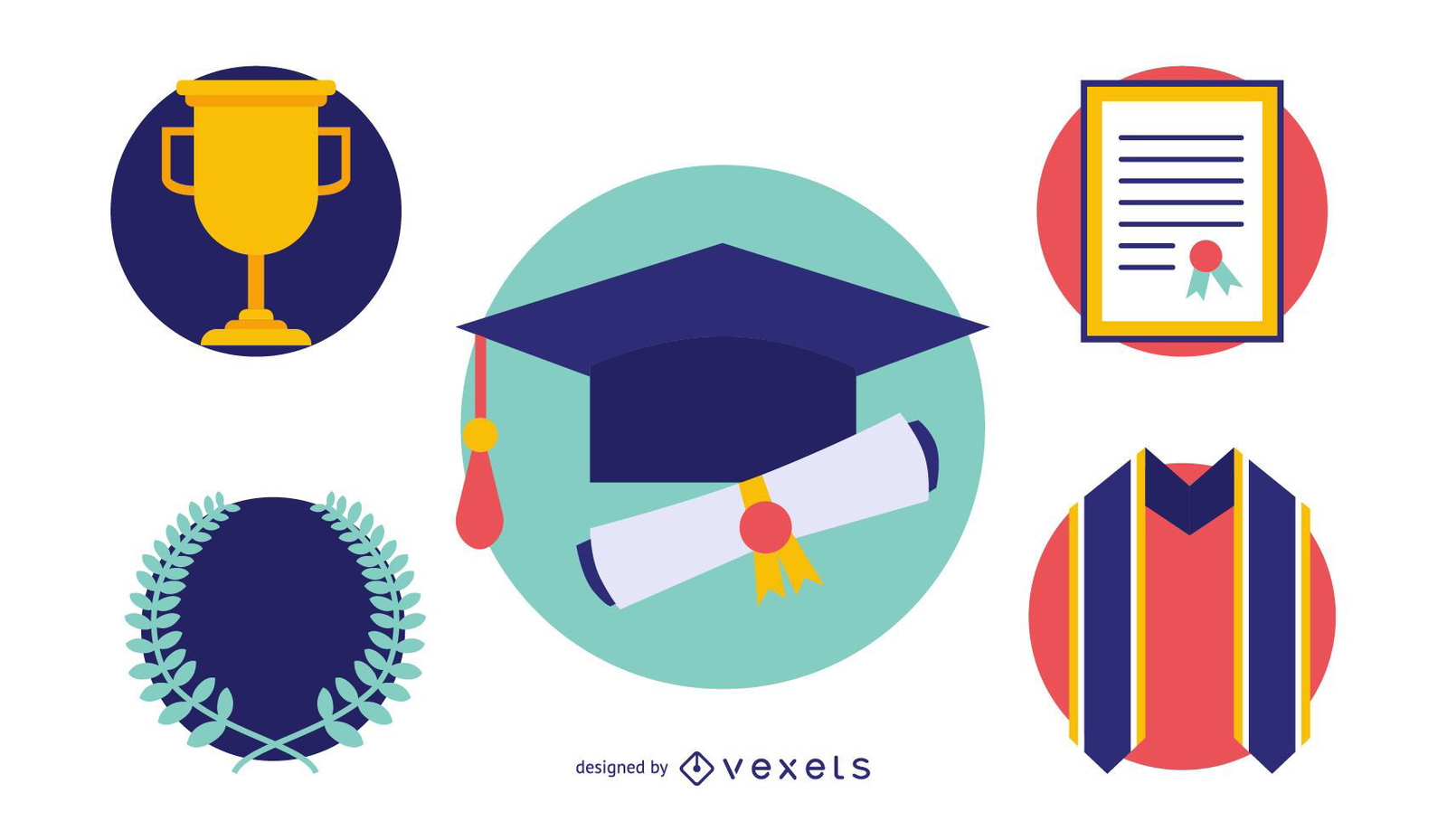 Graduation Elements Vector Set Vector Download