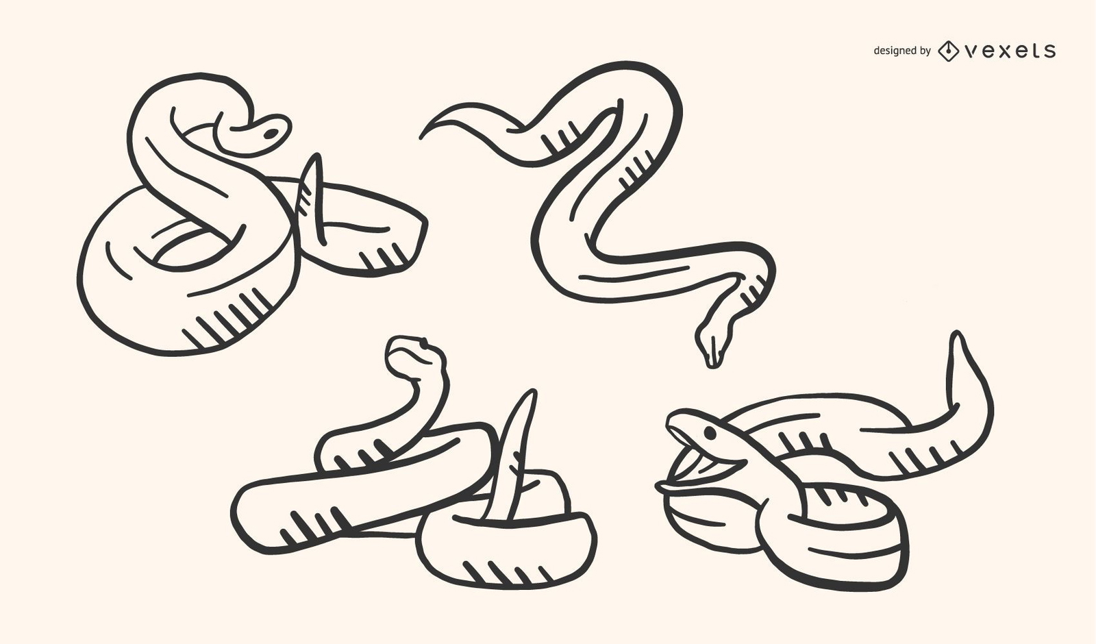 Snake Doodle Vector Set Vector Download