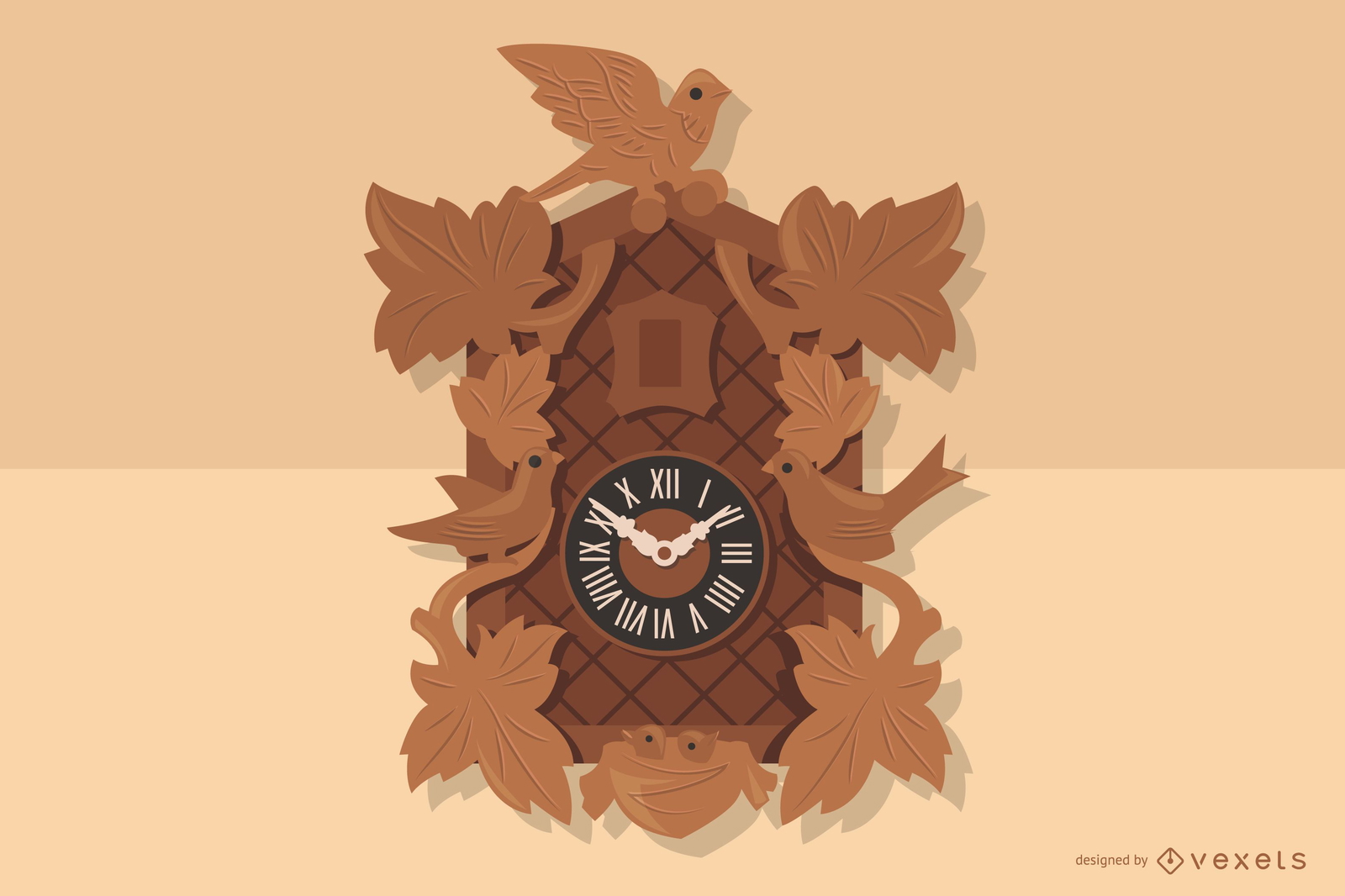 German Wooden Clock Vector Download