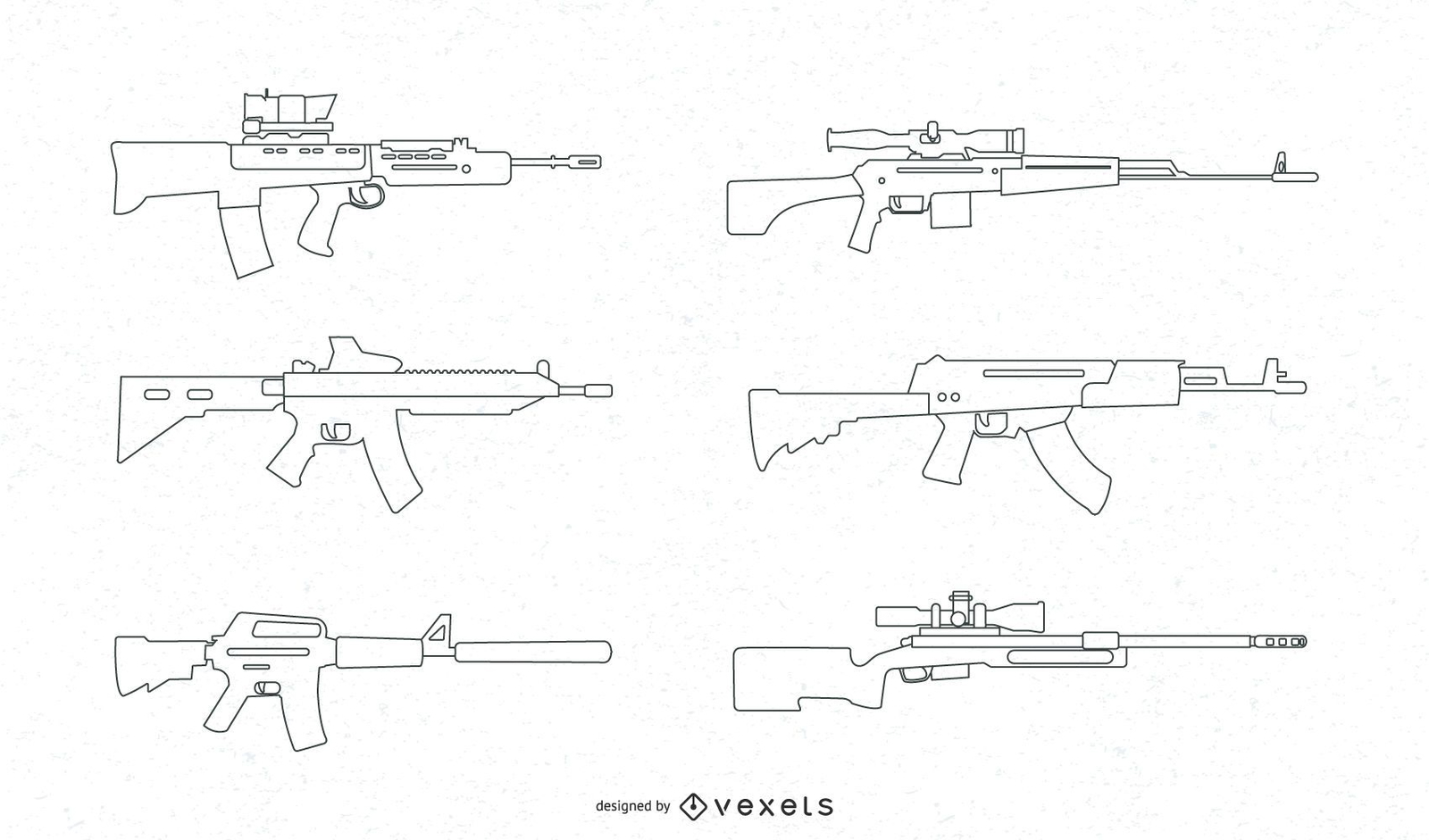 Automatic Rifle Vector Set Vector Download