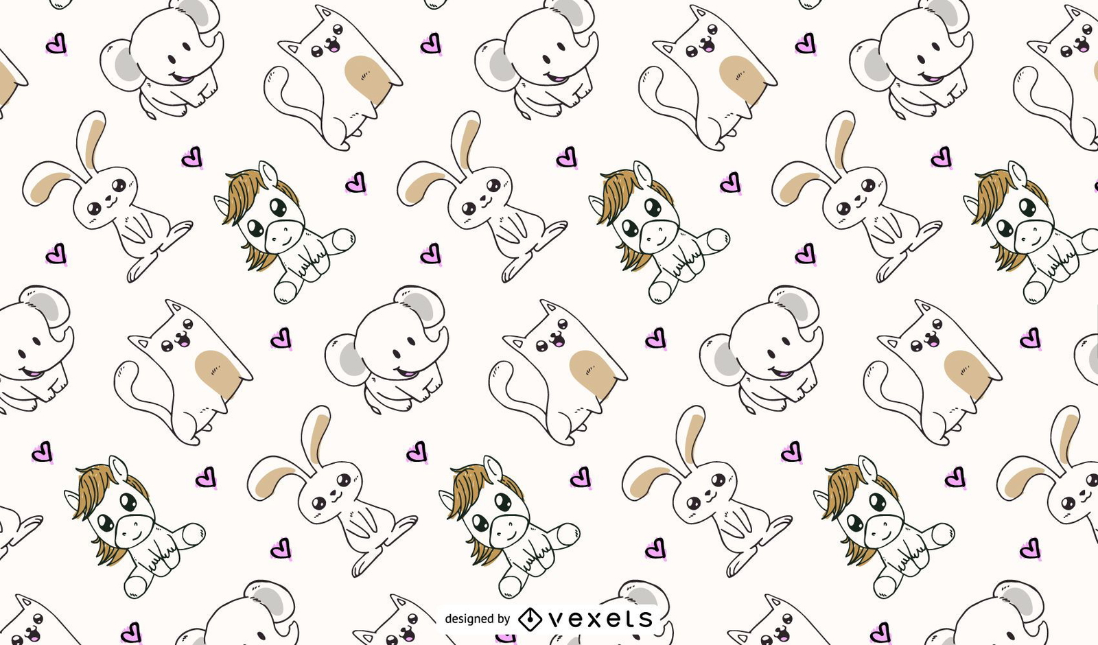 Cute Animals Pattern Design Vector Download