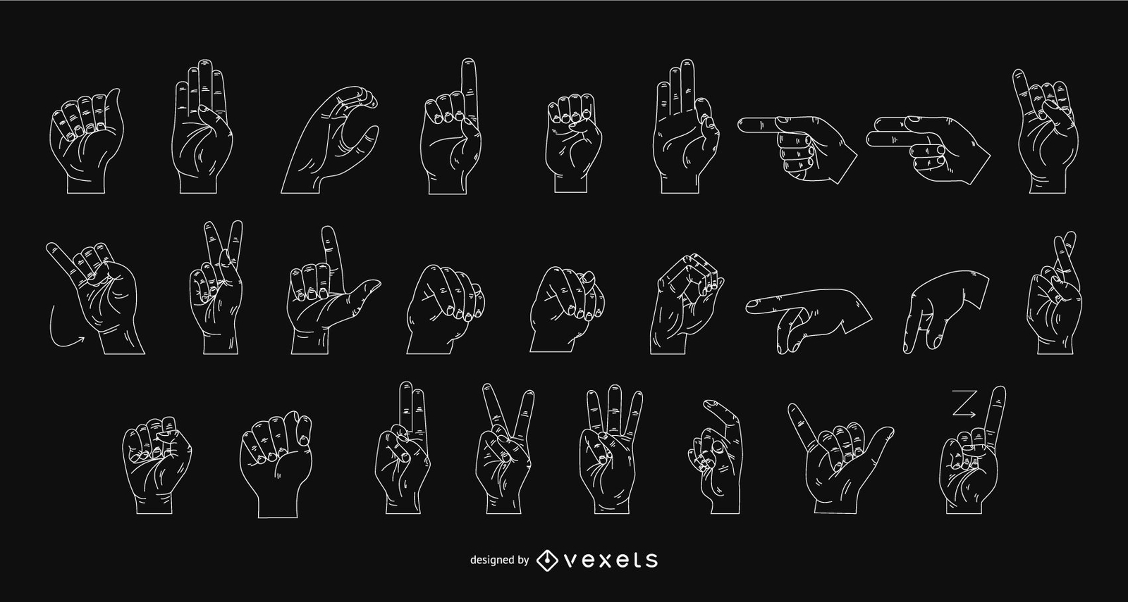 Sign Language Chart Design Vector Download