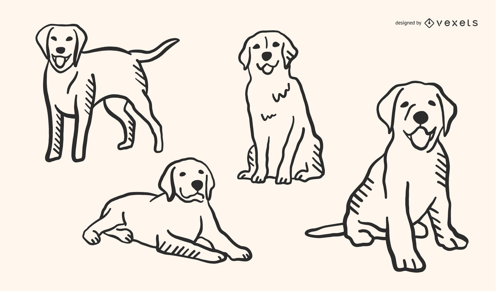 Dog Doodle Style Vector Set Vector Download