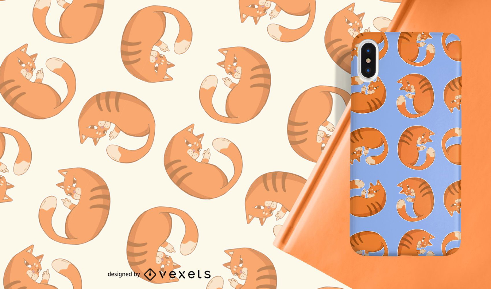 Orange Cat Pattern Vector Download
