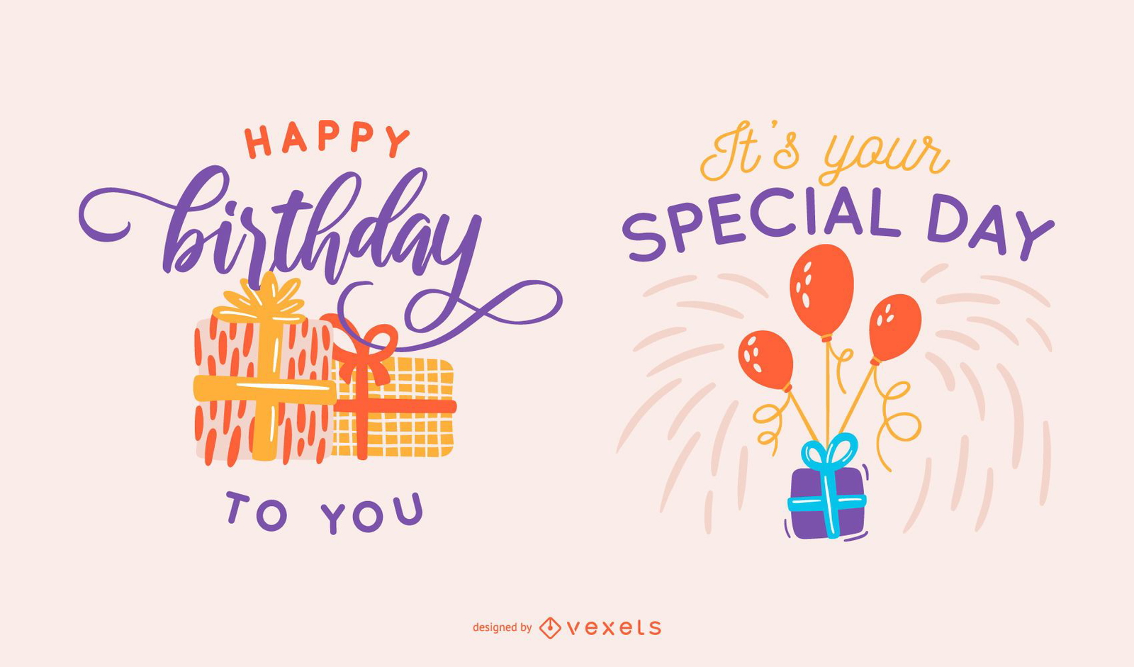 Birthday Gift Lettering Set Vector Download