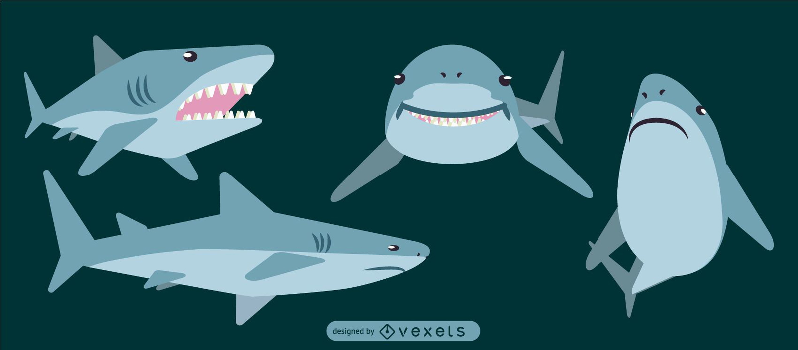 Shark Rounded Flat Geometric Design Vector Download