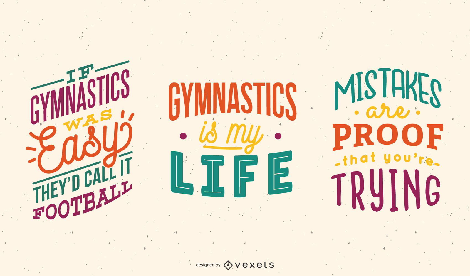 Gymnastics Lettering Set Vector Download