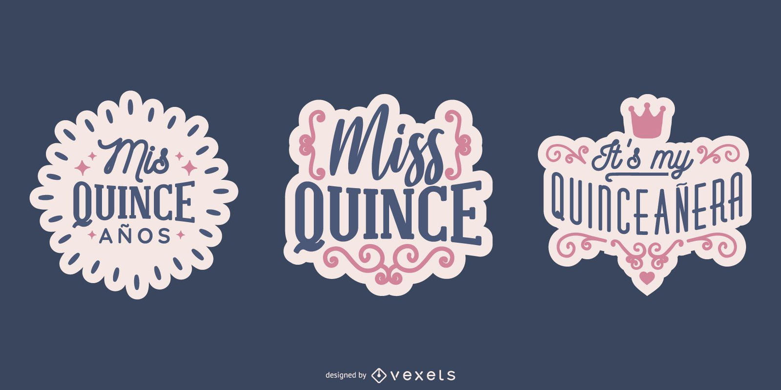 QUINCE Lettering Design Set Vector Download