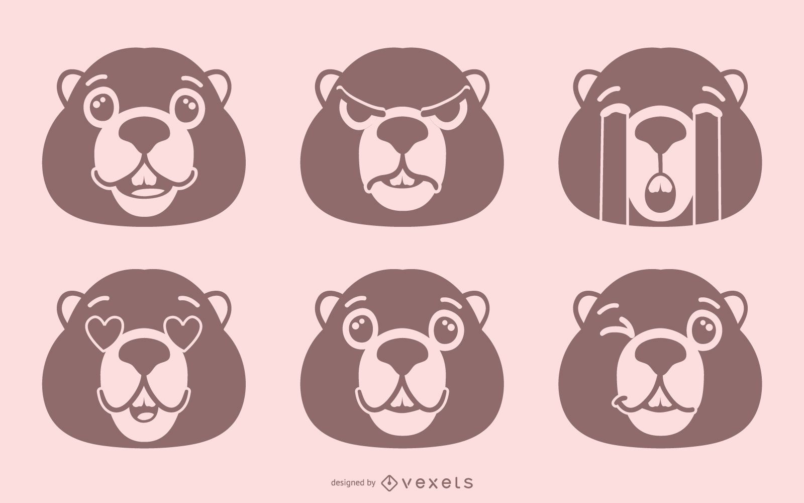 Groundhog Cut Out Emoji Set Vector Download