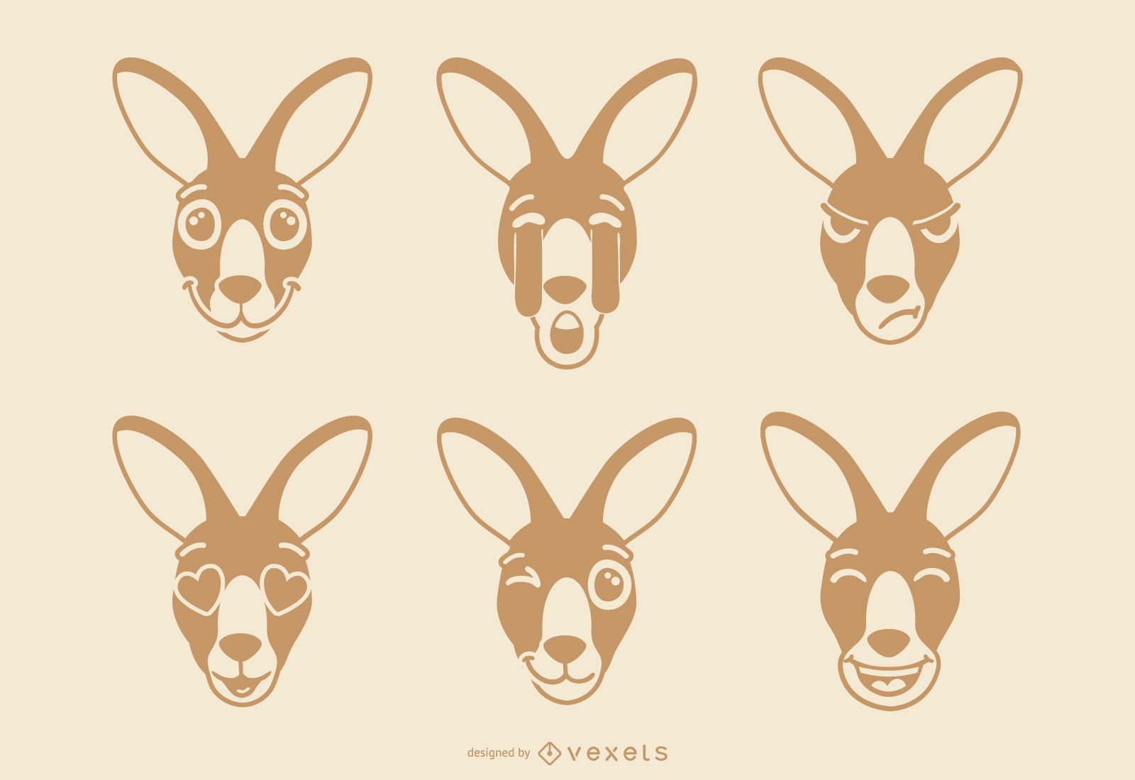 Kangaroo Emoji Set Vector Download