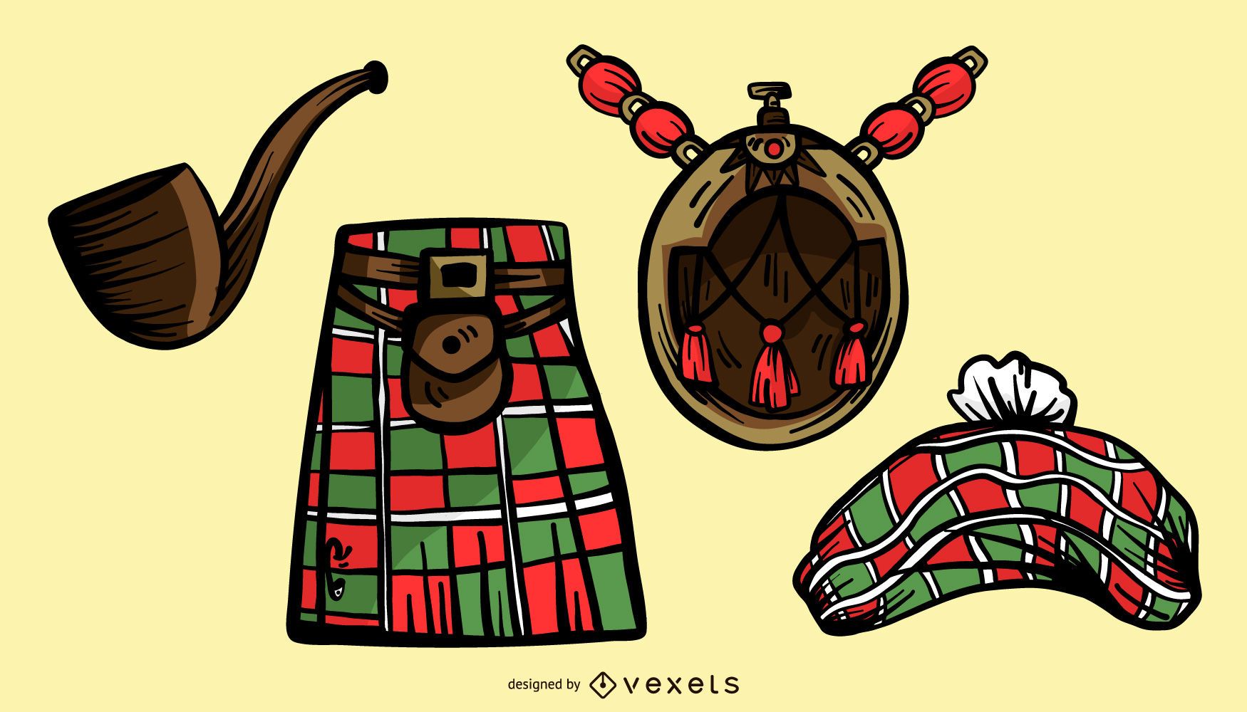 Scotland Elements Illustration Vector Set Vector Download