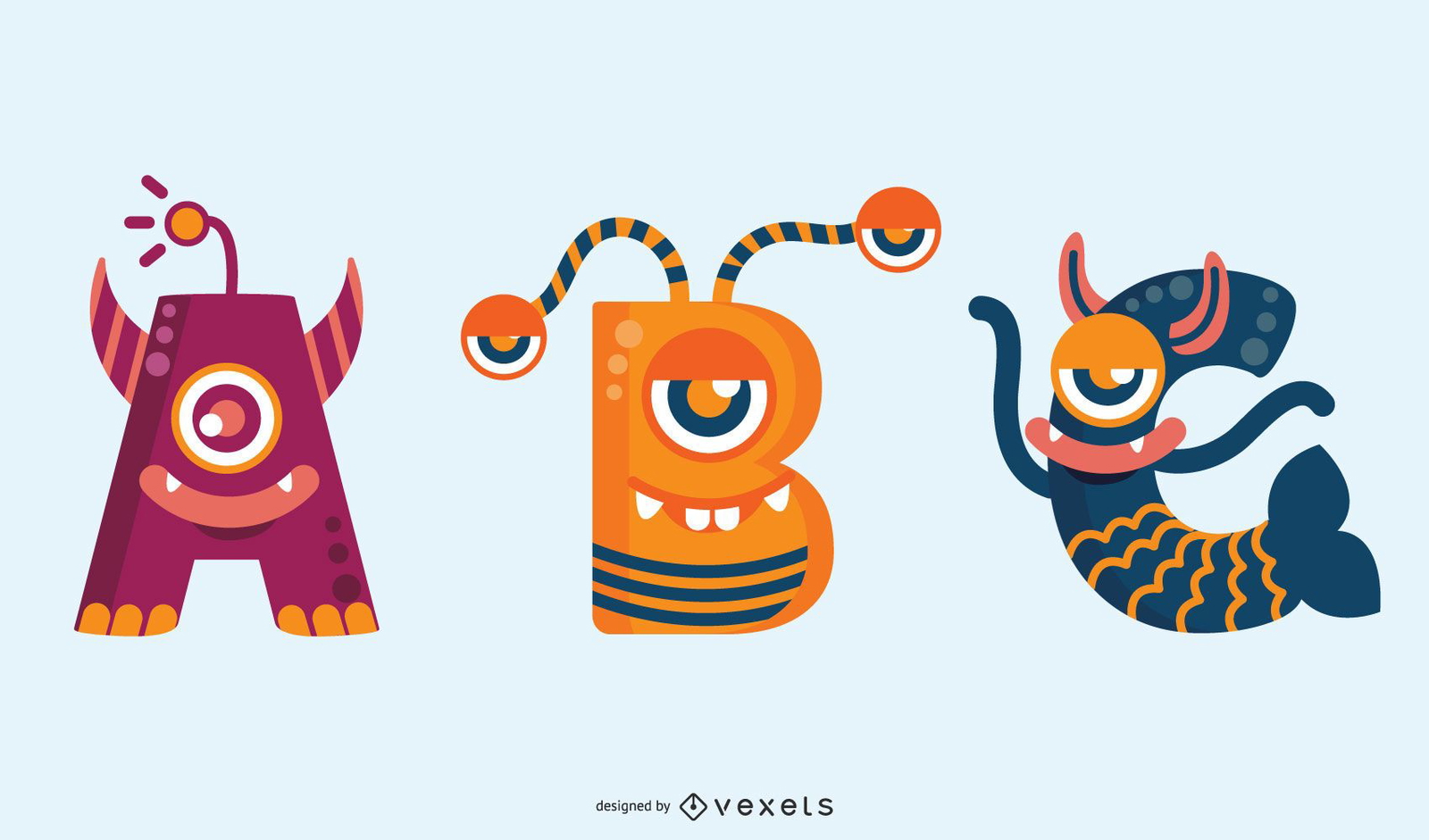 Monster Alphabet Abc Set Vector Download